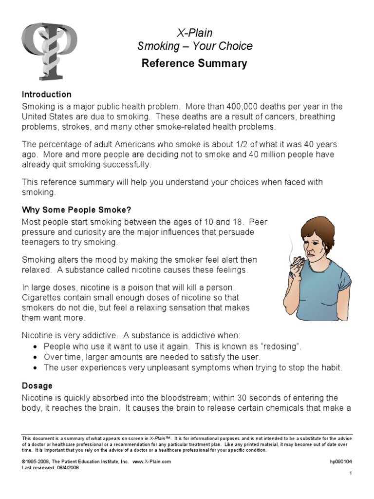 Reference Summary: X-Plain Smoking - Your Choice | PDF | Tobacco ...