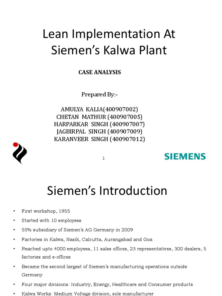 Lean Implementation at Siemens Kalwa Plant | PDF | Lean Manufacturing ...