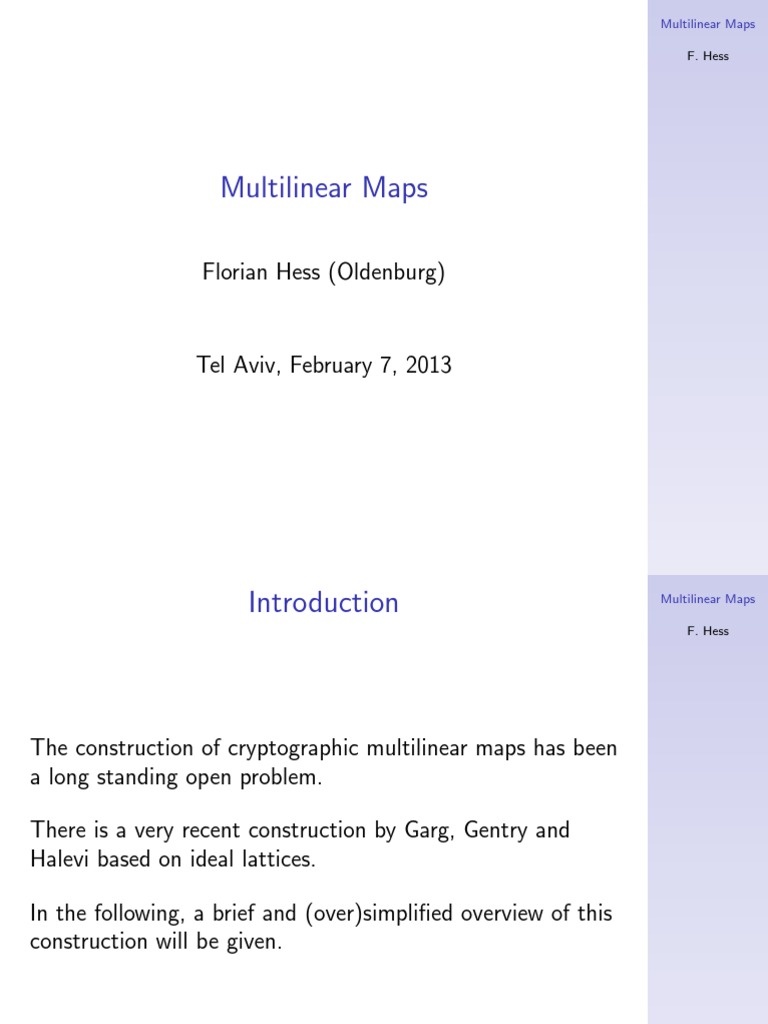 Multilinear Maps: Florian Hess (Oldenburg) | PDF | Ring (Mathematics ...
