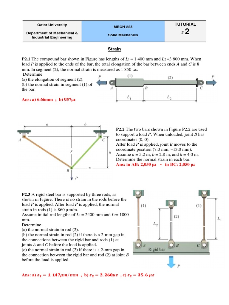 Mech 223 - Tutorial 02 | PDF