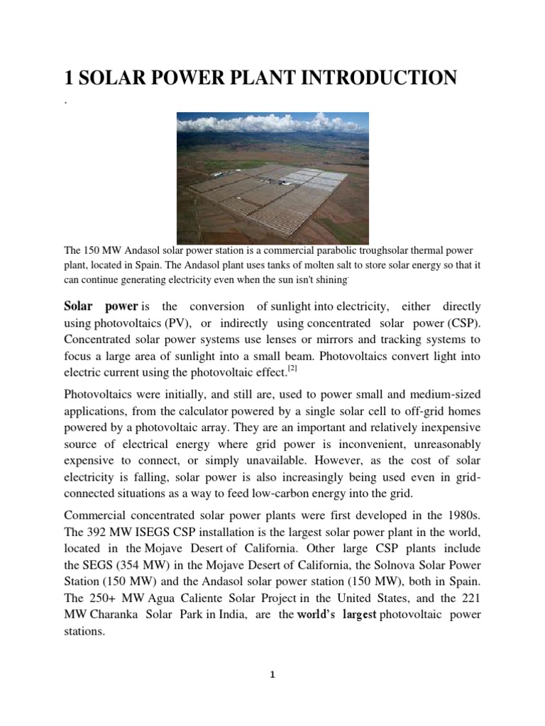 Introduction to Solar Power Plants | PDF | Solar Power | Solar Energy
