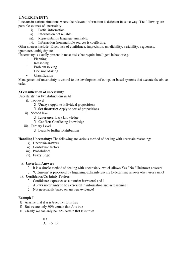 Uncertainty in KBS | PDF | Uncertainty | Bayesian Inference