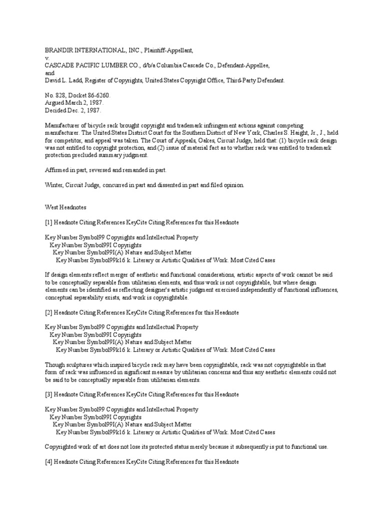 Brandir International v. Cascade | PDF | Trade Dress | Trademark