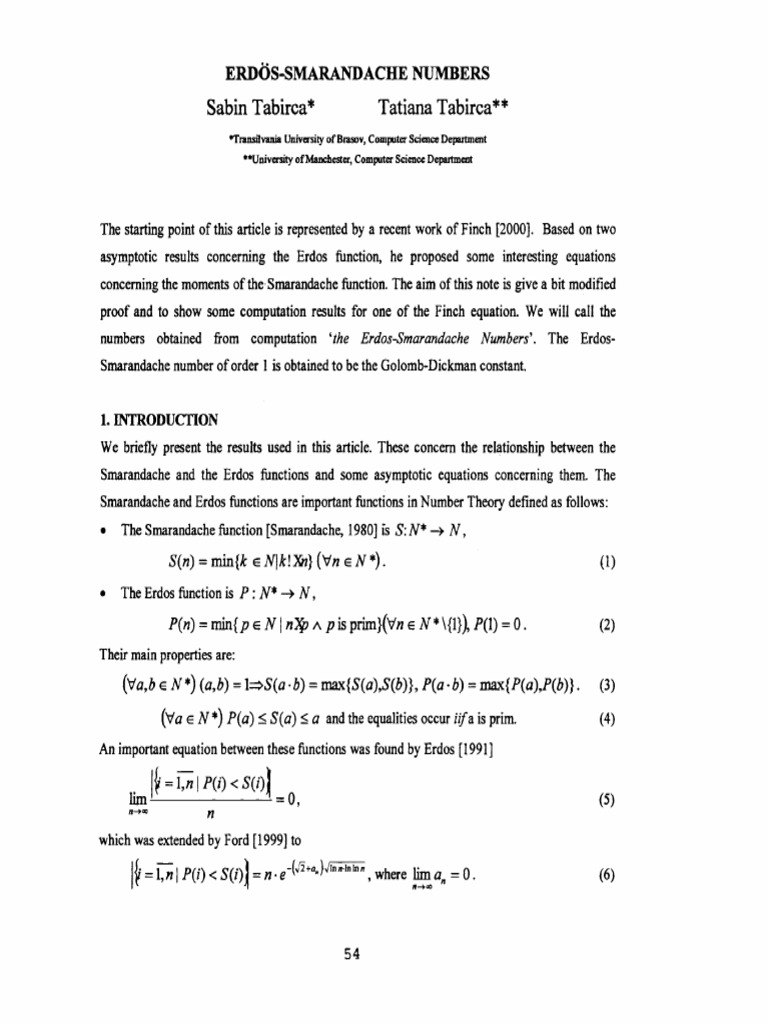 Erdos-Smarandache Numbers | PDF | Analysis | Functions And Mappings