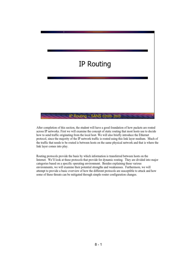 3.1.7 - IP Routing | PDF | Routing | Internet Protocols