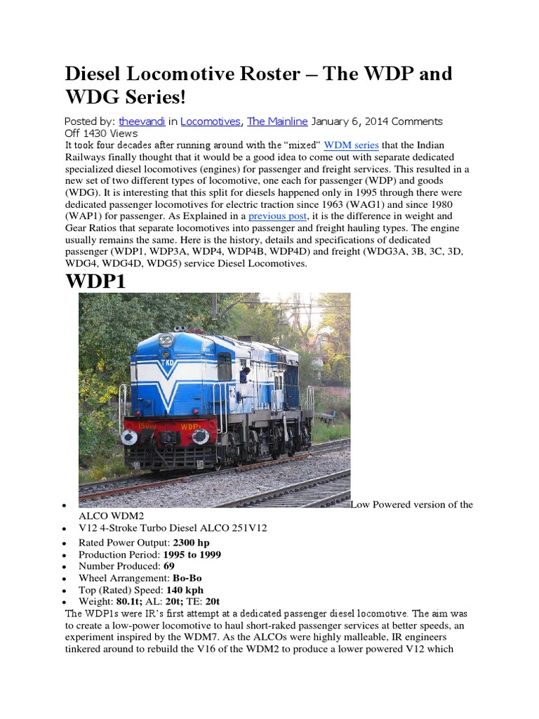 Diesel Locomotive Roster | Locomotives | Propulsion