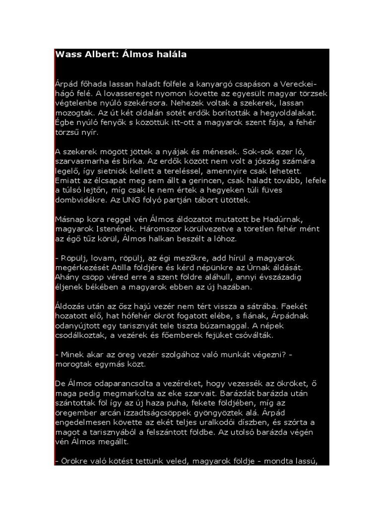 Wass Albert - Álmos Halála | PDF