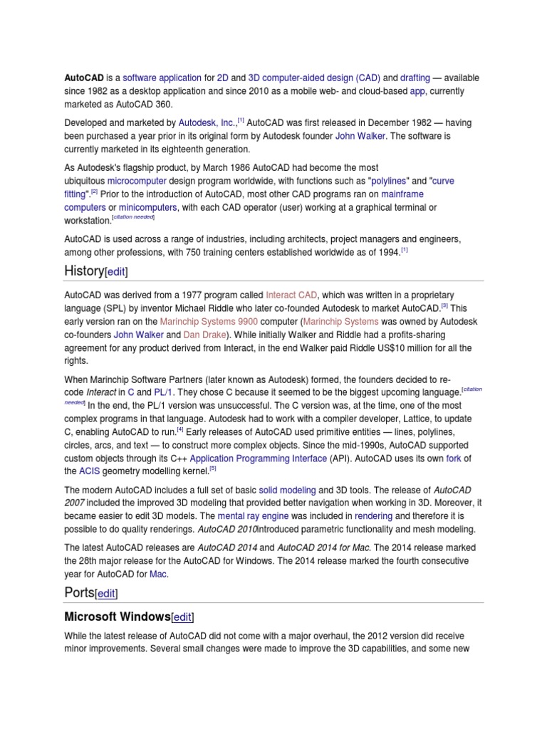 History: Autocad Is A | PDF | Auto Cad | Autodesk