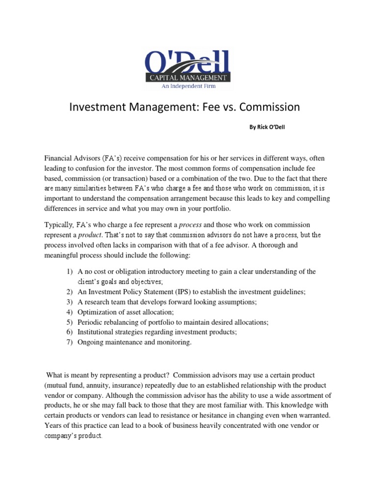 Fee vs. Commission in Investment Management | PDF | Economies | Investing
