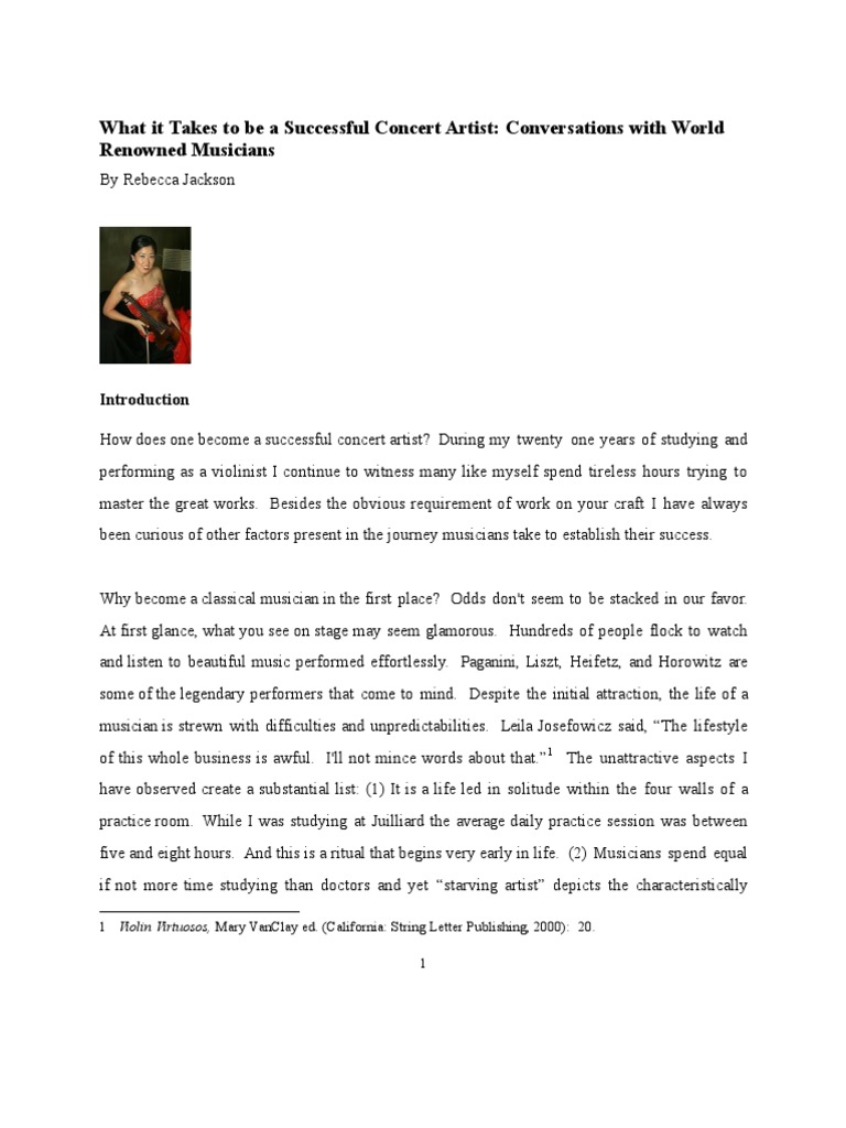 What It Takes To Be A Successful Concert Artist: Conversations With ...