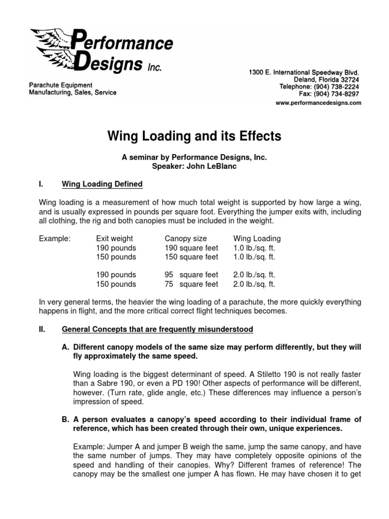 Wing Loading and Its Effects | PDF