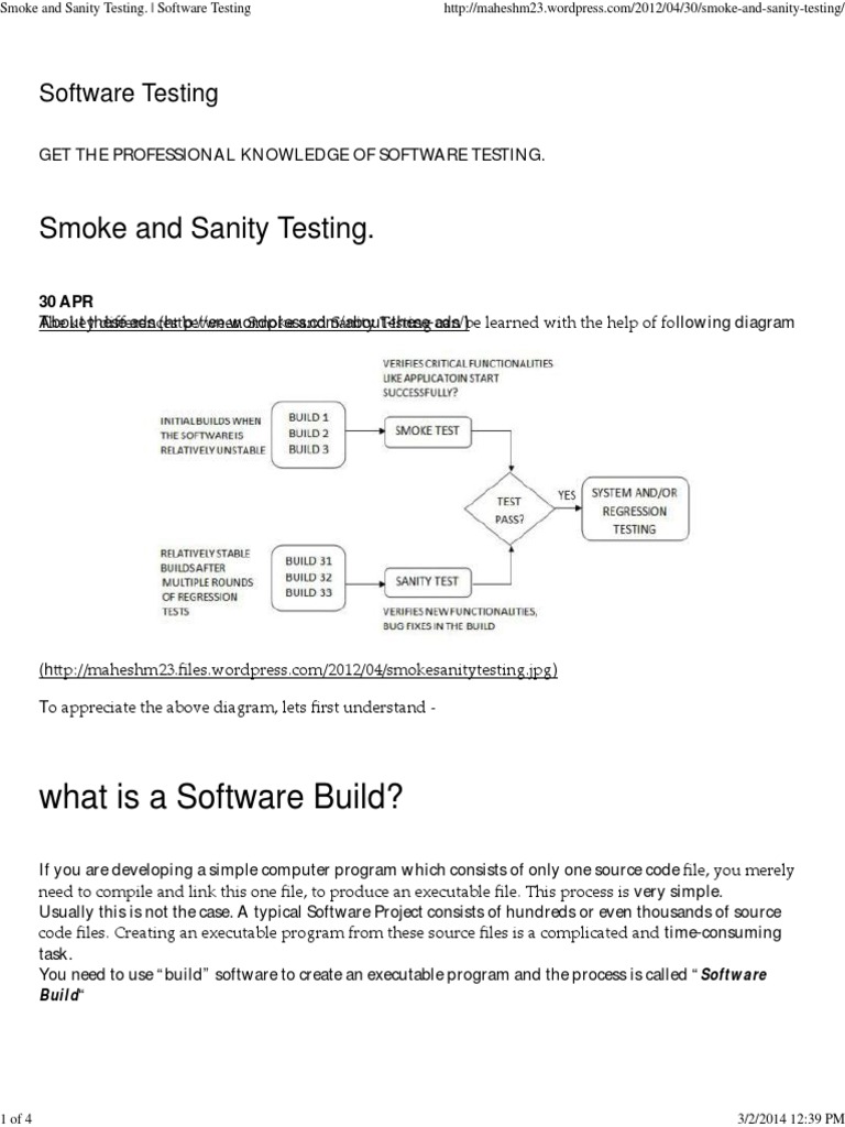 Smoke and Sanity Testing. - Software Testing | Download Free PDF ...