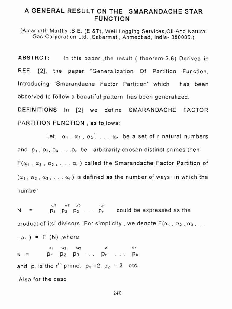 A General Result On The Smarandache Star Function | PDF | Combinatorics | Mathematical Objects