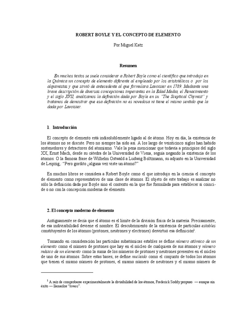 Robert Boyle y El Concepto de Elemento | PDF | Protón | Neutrón