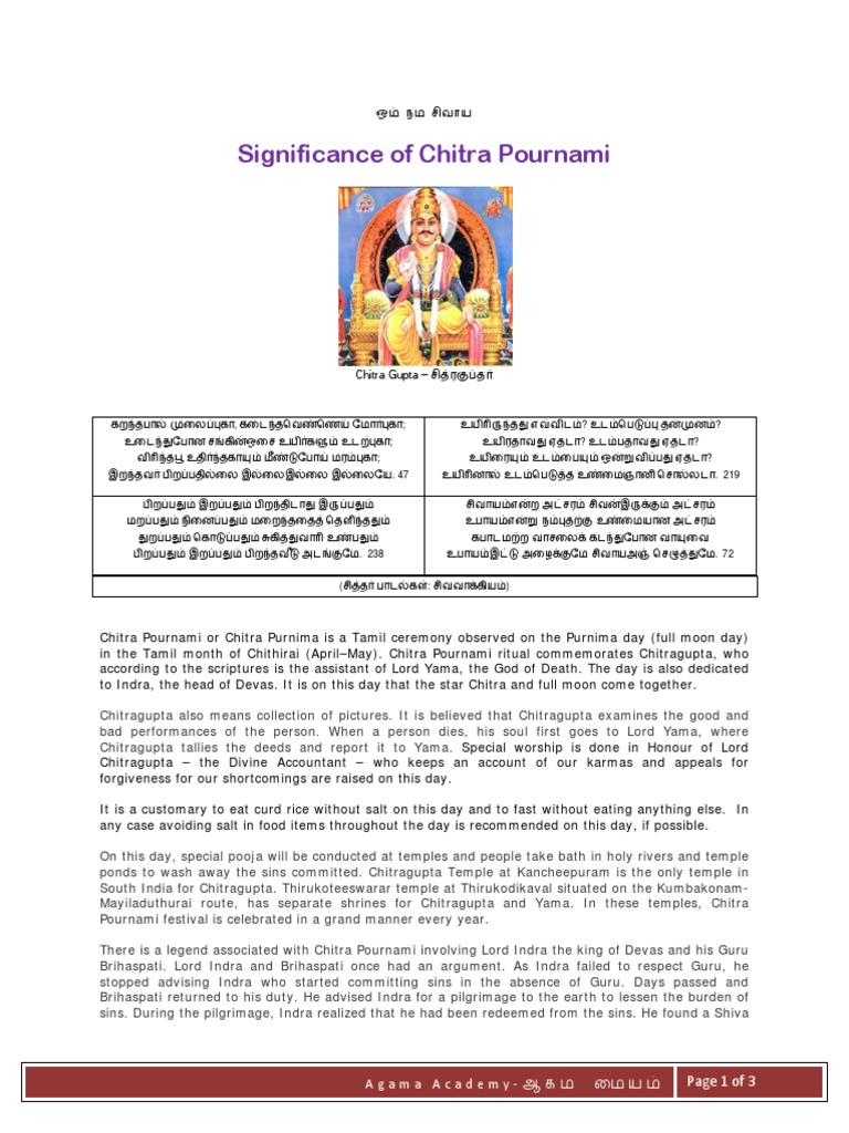 Significance of Chitra Pournami | PDF