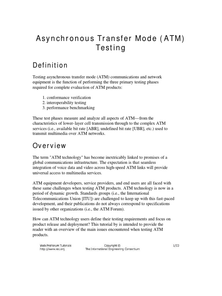 ATM Testing | PDF | Asynchronous Transfer Mode | Communications Protocols