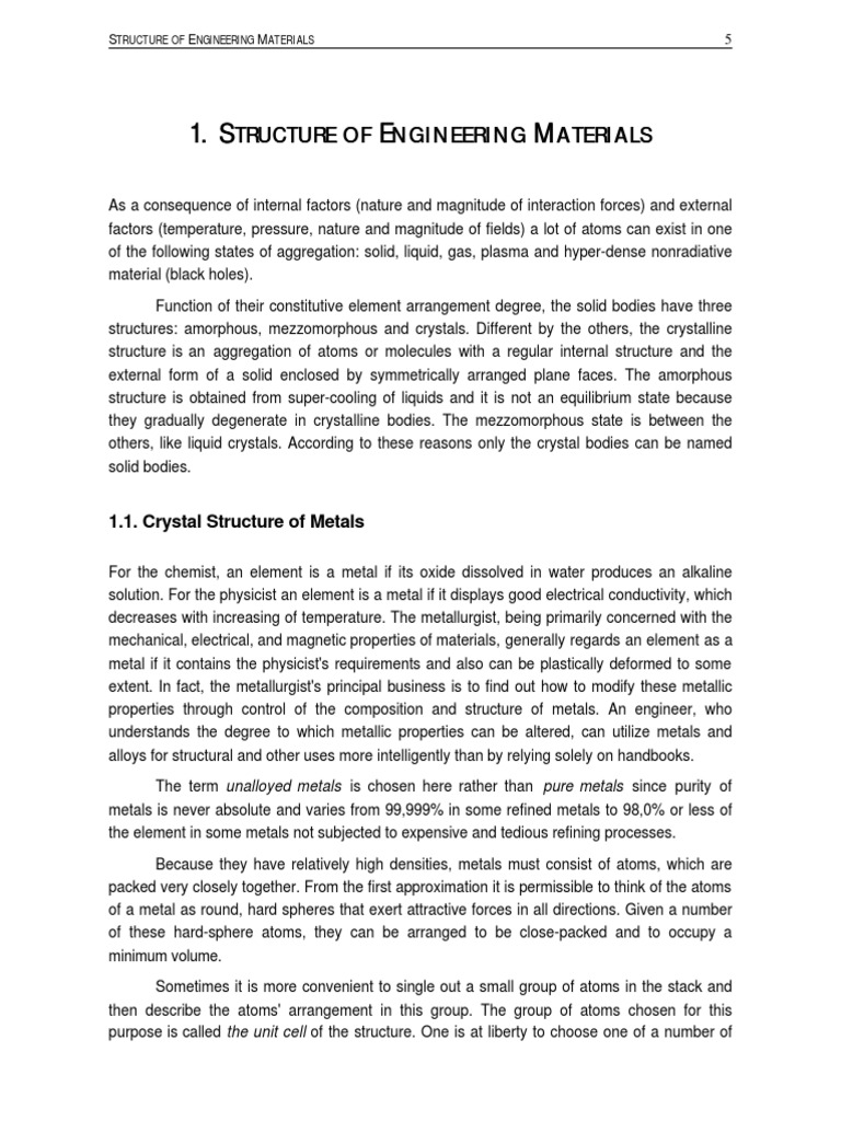 Structure of Engineering Materials | PDF | Crystal Structure ...