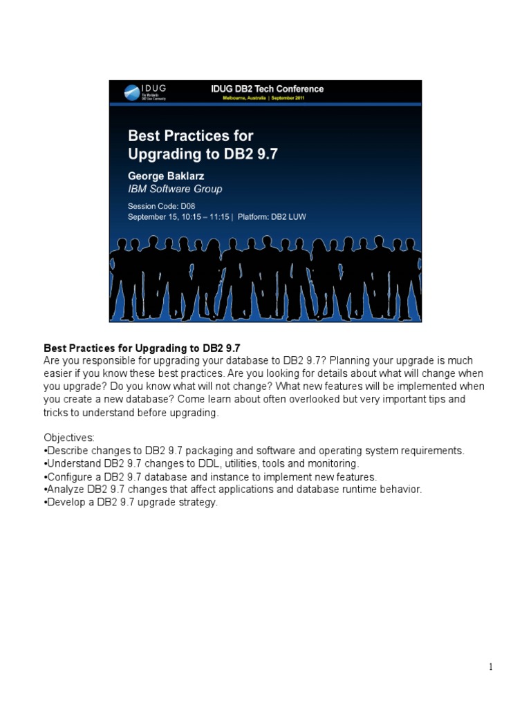 D08 - Best Practices For Upgrading To DB2 9.7 (With Notes) | PDF ...