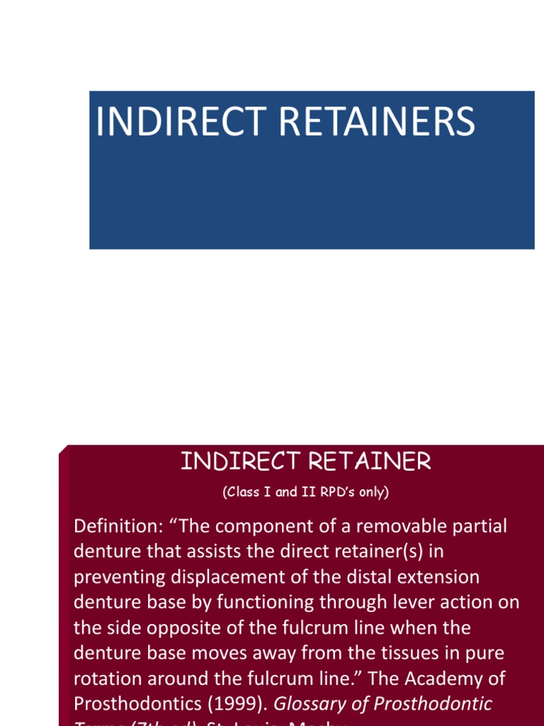 Indirect Retainers | PDF | Dentures | Dentistry