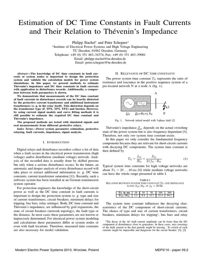 DC Time Constant Estimation | PDF | Electrical Impedance | Electric ...
