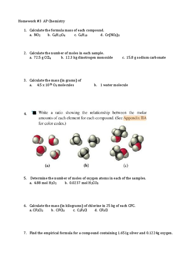 AP Chemistry Homework on Compounds and Reactions | PDF | Teaching ...
