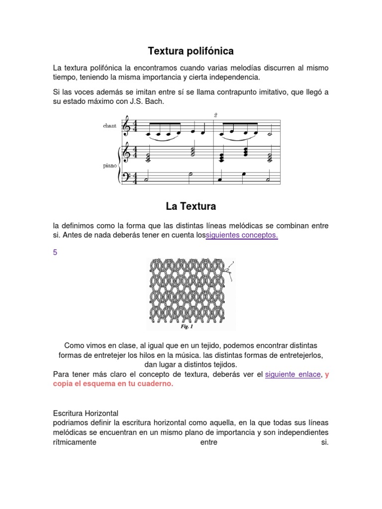 Textura Polifónica | PDF | Elementos de la música | Teoría musical