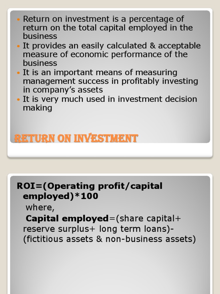 Return On Investment | PDF