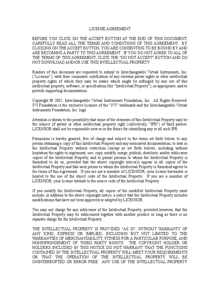 IVI Foundation Inc License Agreement - English | PDF | License ...