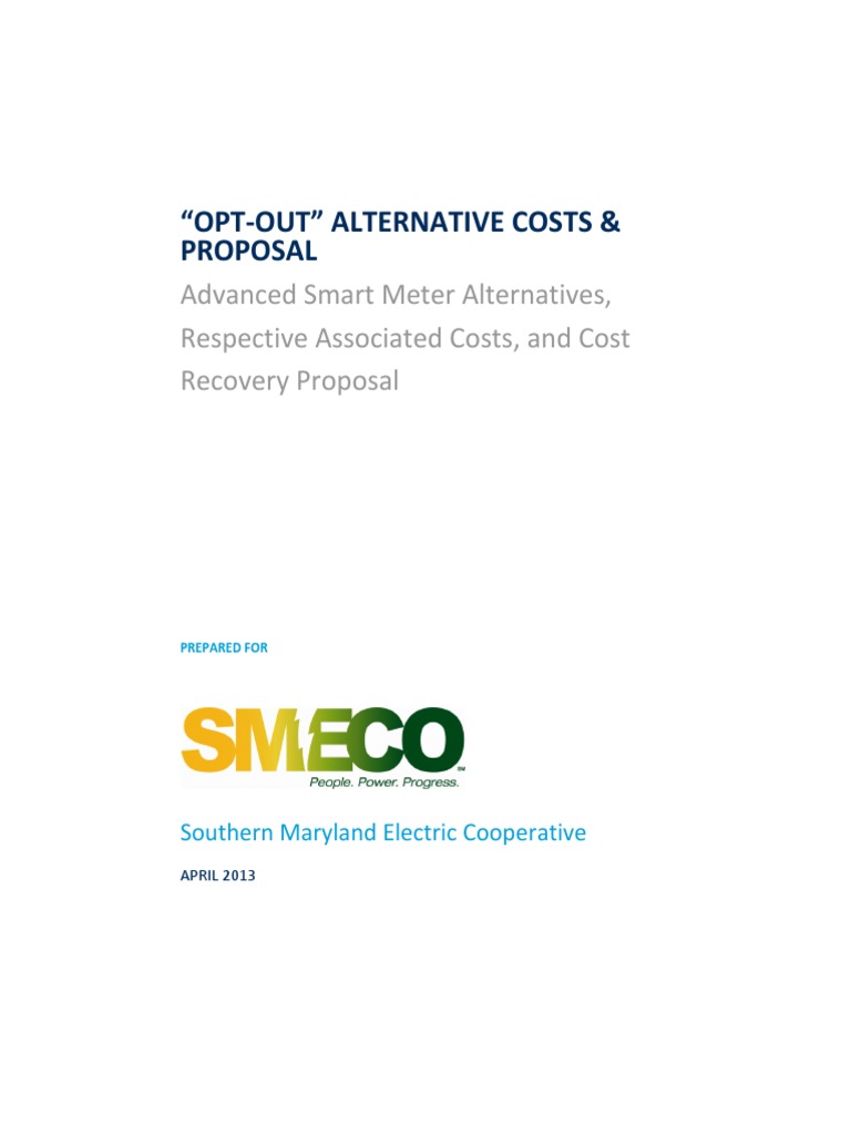 SMECO Advanced Smart Meter Alternatives, Respective Associated Costs ...