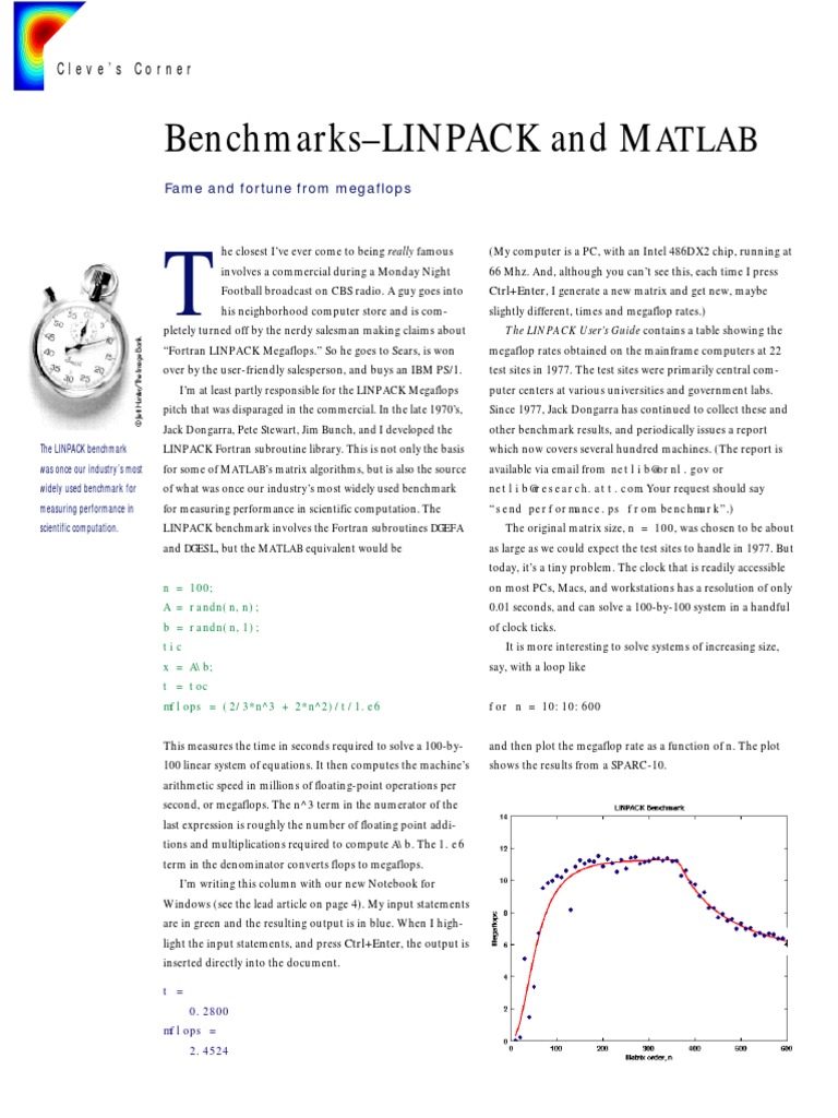 Linpack Benchmark MatLab PDF | PDF | Workstation | Personal Computers