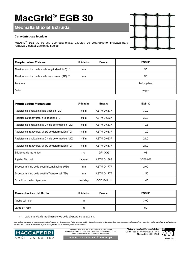 Hoja Técnica de La MacGrid EGB 30 | PDF