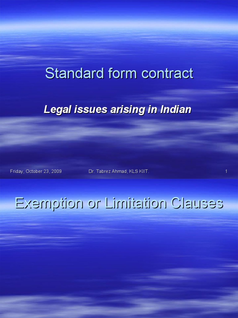Standard Form Contract | PDF | Contractual Term | Contract Law