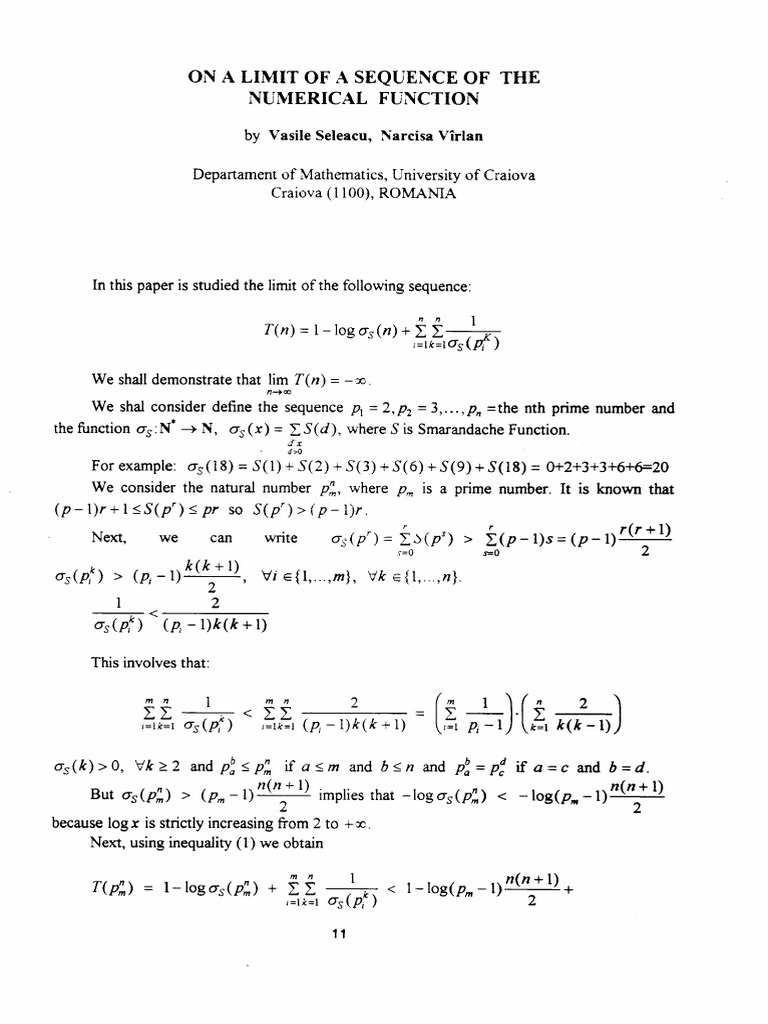 Prime Number Sequence Limits | PDF | Sequence | Mathematical Problem ...