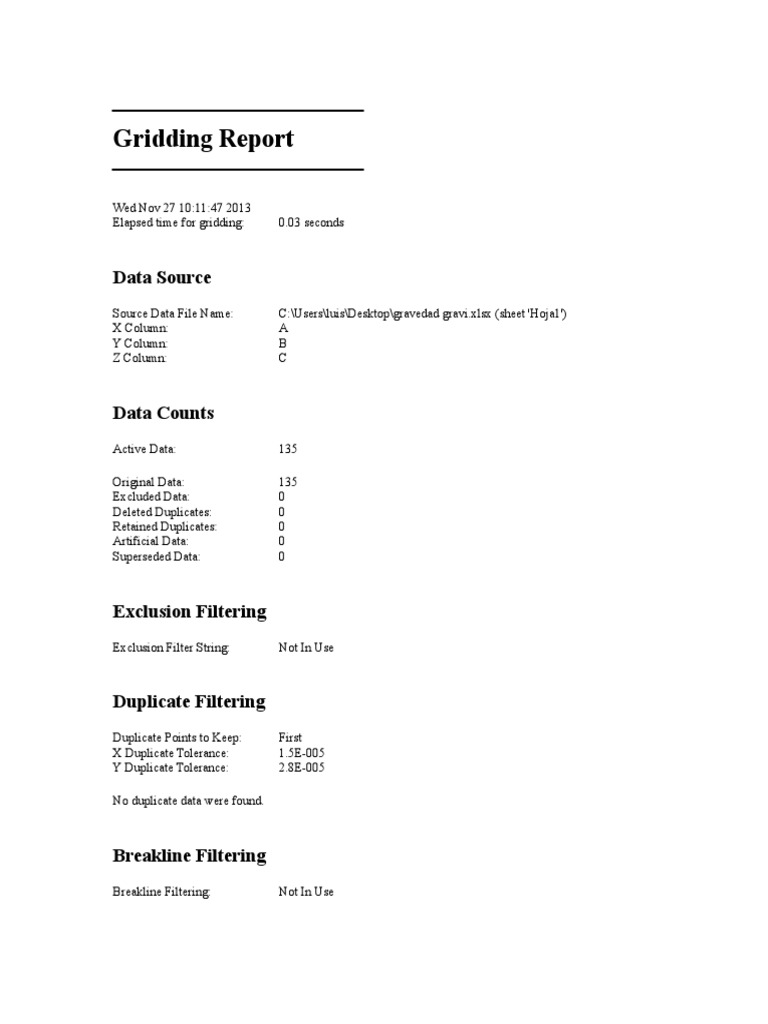 Gridding Report and Data Analysis | PDF | Mean | Median