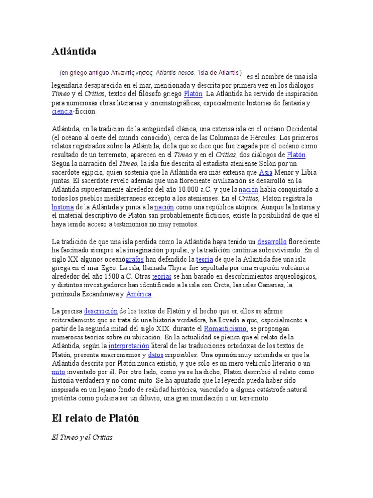 Historia y leyenda de la Atlántida | PDF | Atlantis | Science