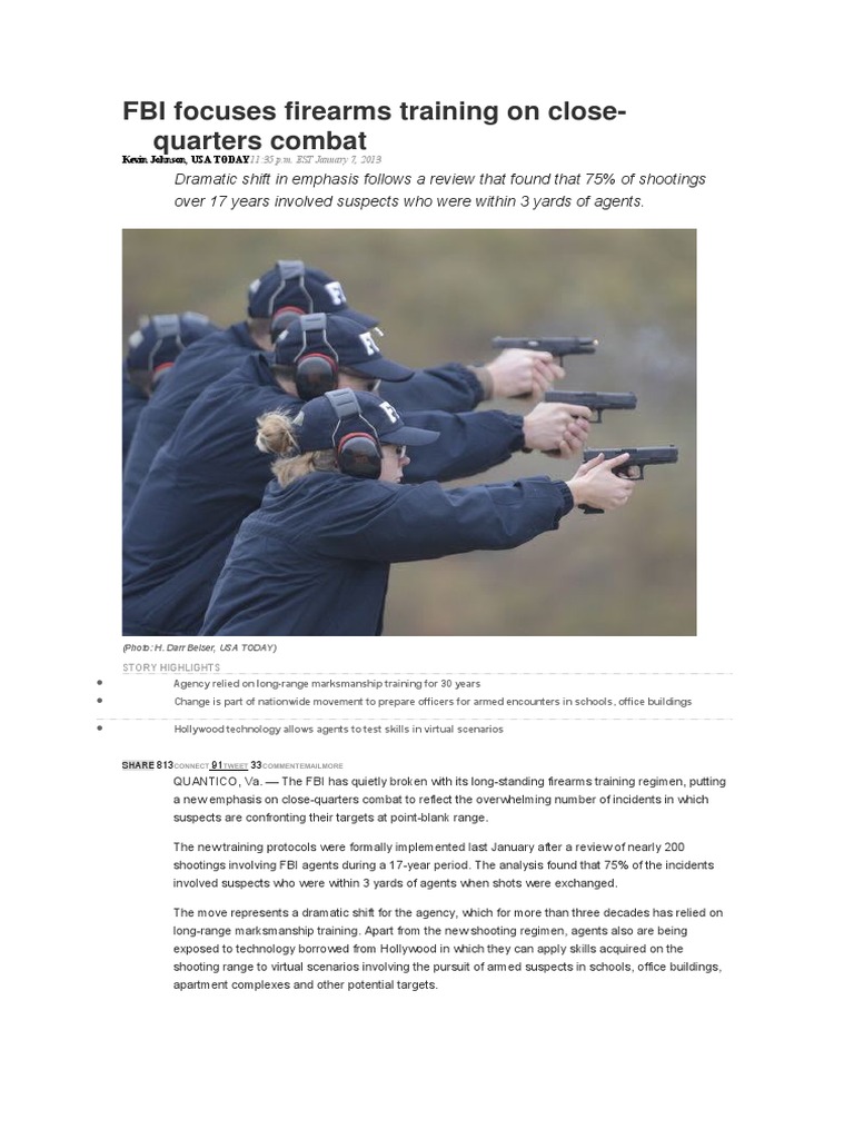 FBI Focuses Firearms Training On Close | PDF | Federal Bureau Of ...