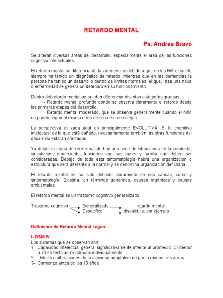 Retardo Mental | PDF | Discapacidad intelectual | Aprendizaje