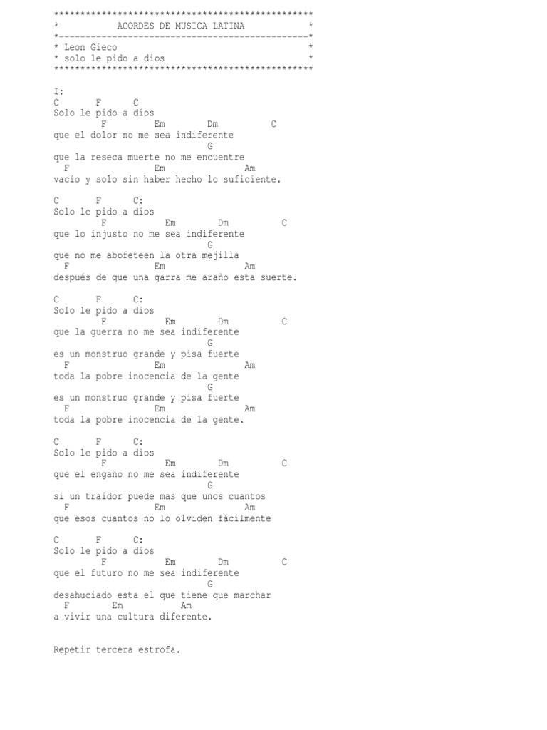 Solo Le Pido A Dios | PDF