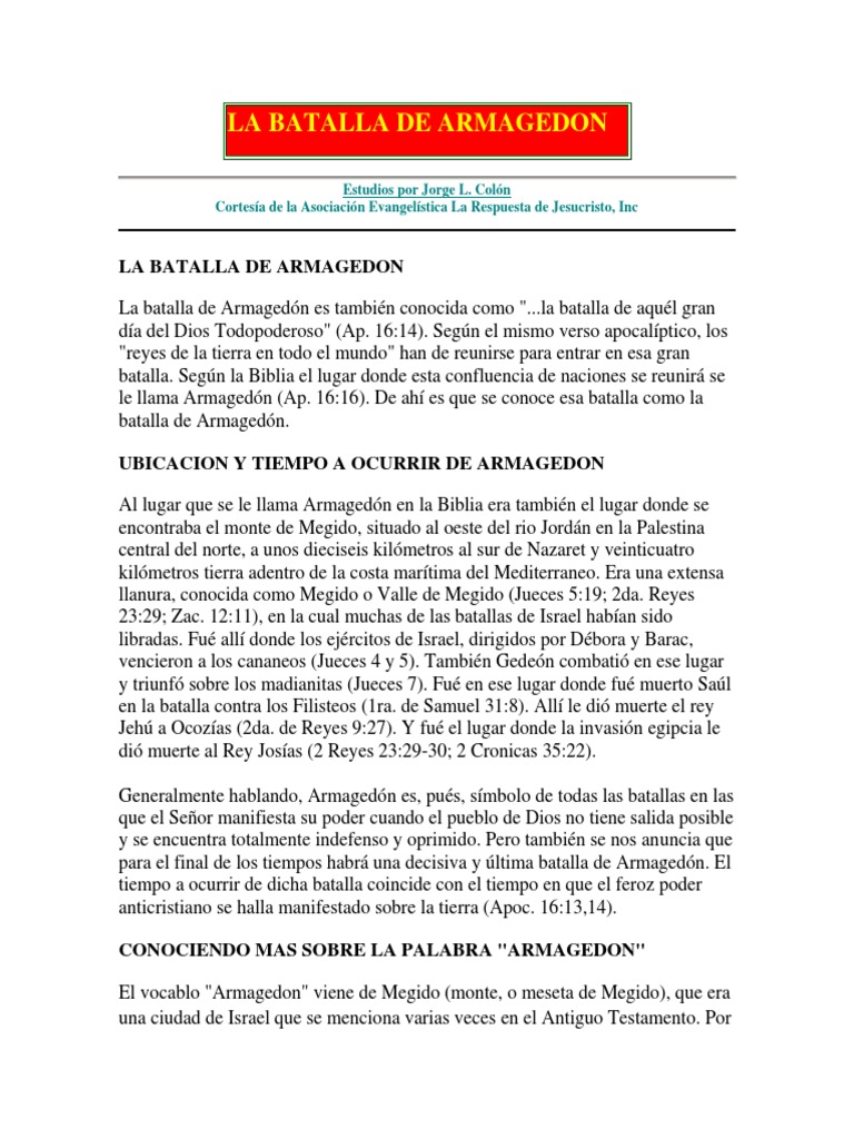 La Batalla de Armagedon | PDF | Armagedón | Joshua