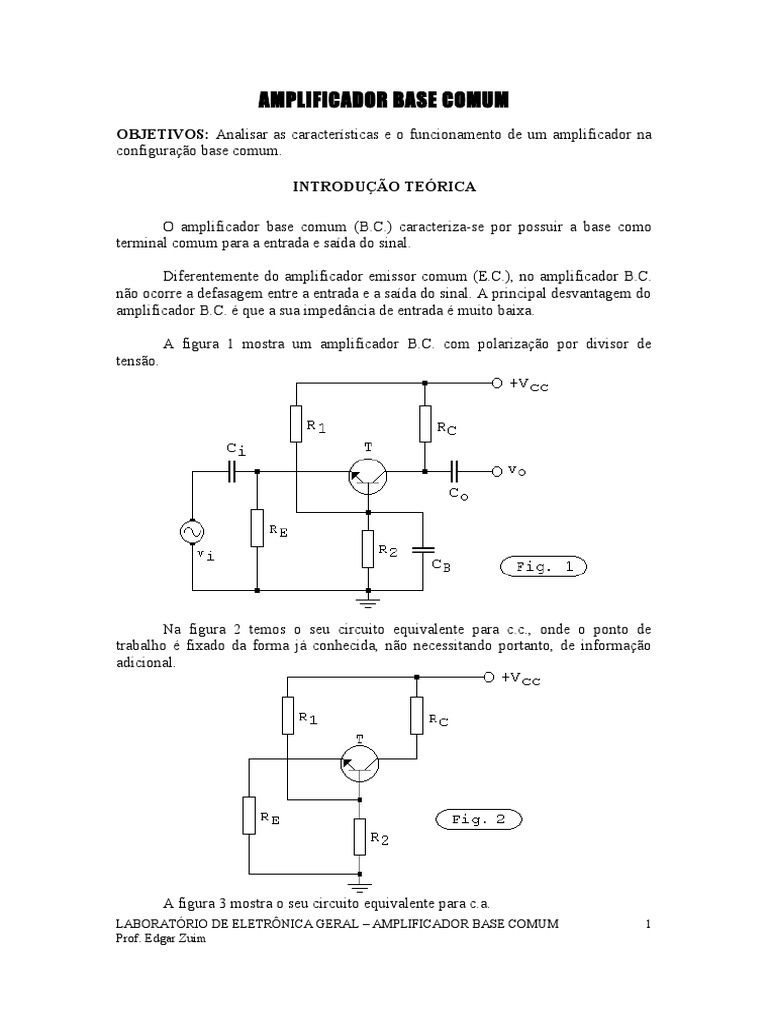 Amplificador Base Comum | PDF | Rede elétrica | Transistor