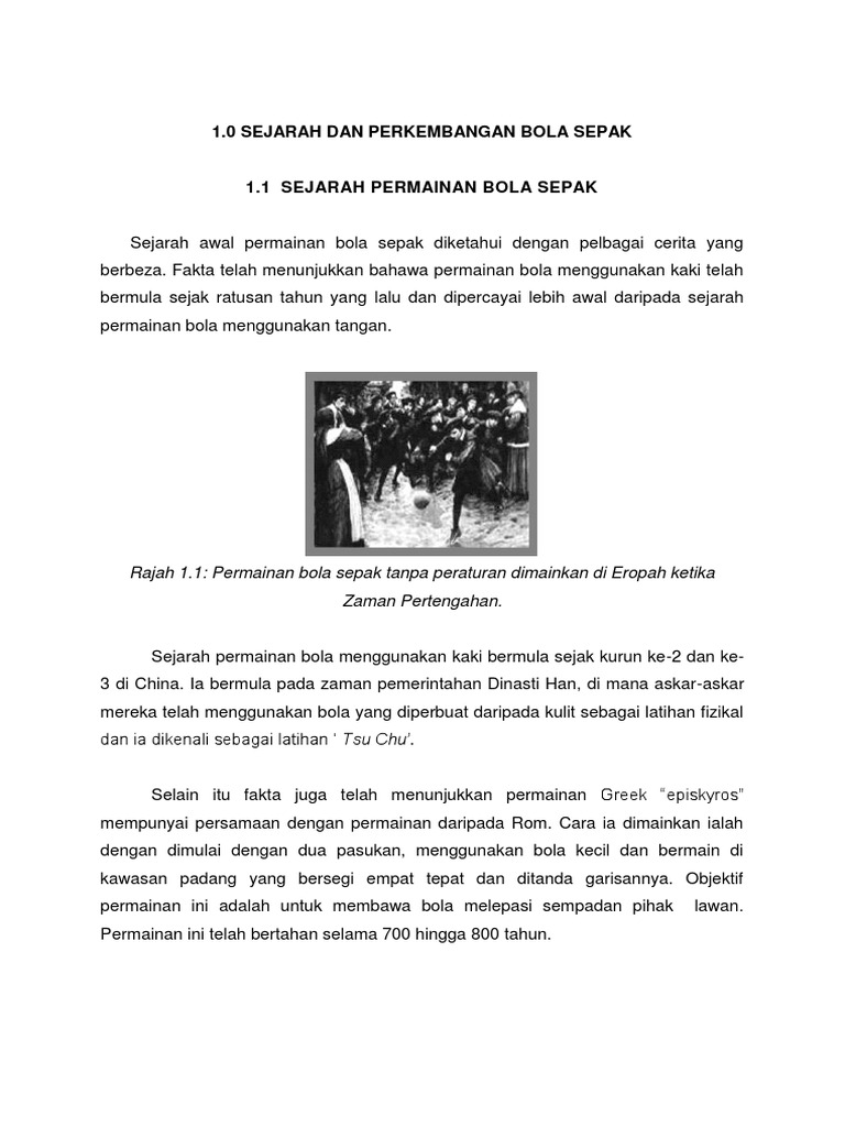 Sejarah Dan Perkembangan Bola Sepak | PDF