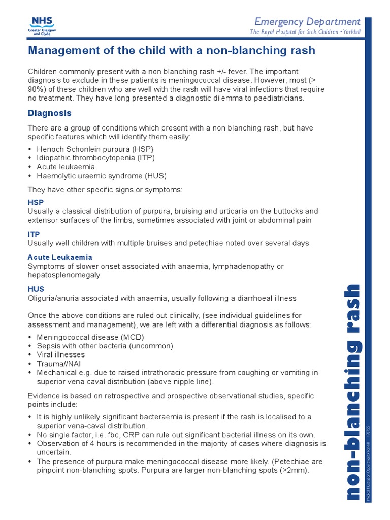 Rash Non Blanching Nhs Guides | PDF | Medical Diagnosis | Diseases And ...