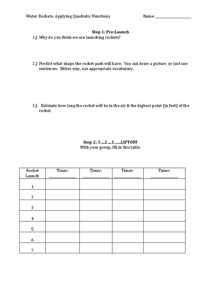 Water Rocket Project | PDF | Rocket | Quadratic Equation