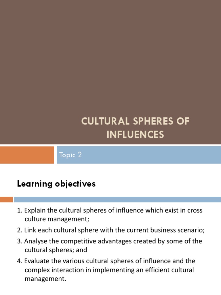 Cultural Spheres of Influences STD 11 | PDF | Organizational Culture ...