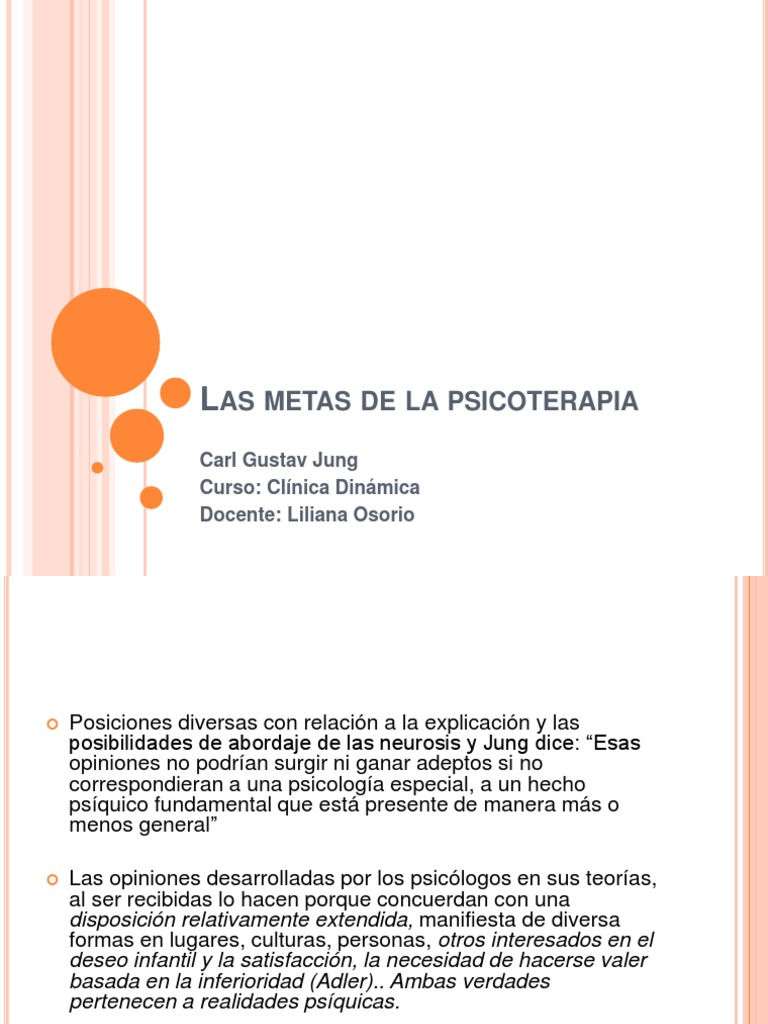 Las Metas de La Psicoterapia | Carl Jung | Psique (psicología)
