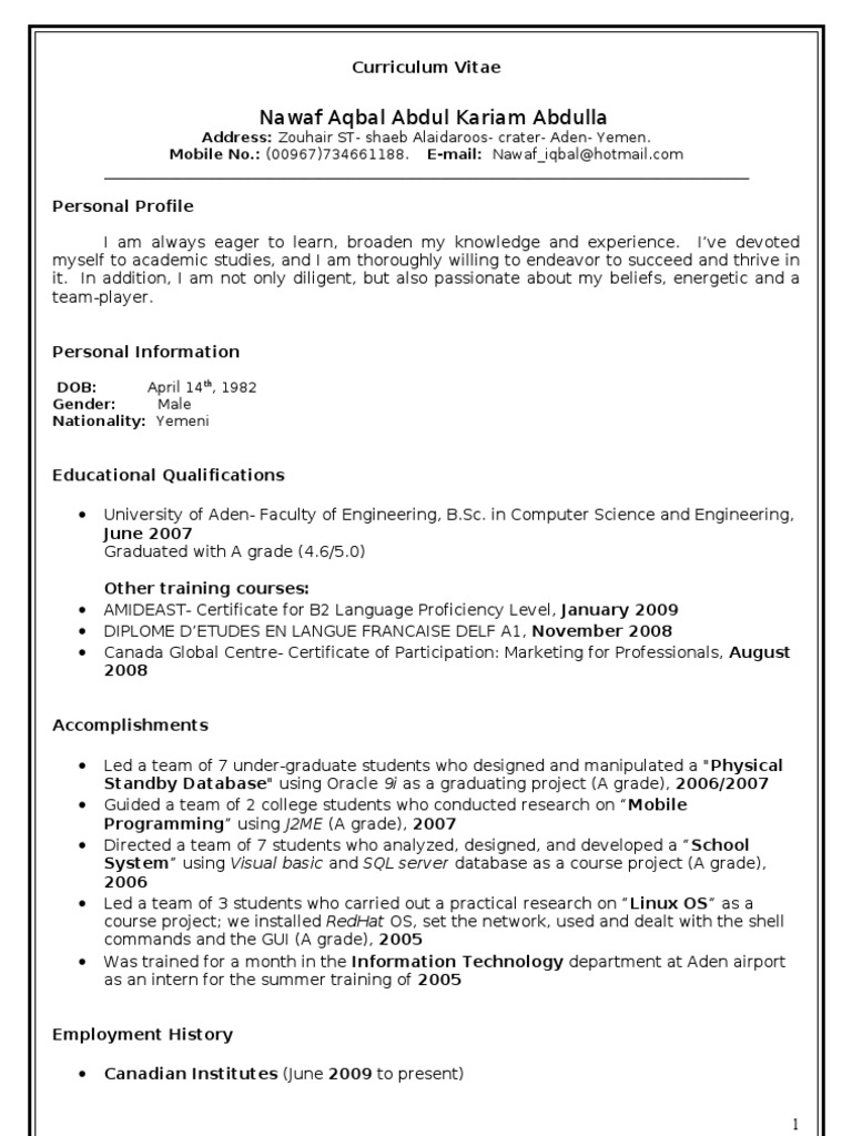 Curriculum Vitae | PDF | Operating System | Oracle Database