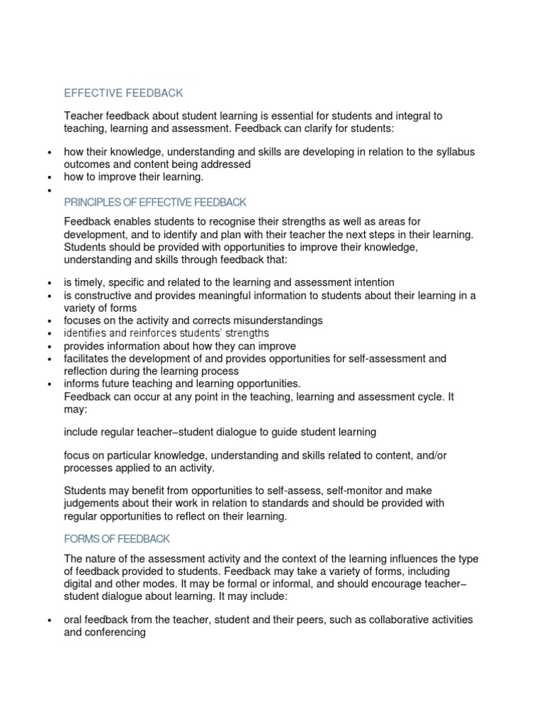 Effective Feedback | PDF | Educational Assessment | Learning