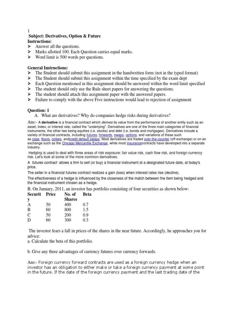 Derivatives Future & Options | PDF | Derivative (Finance) | Futures ...