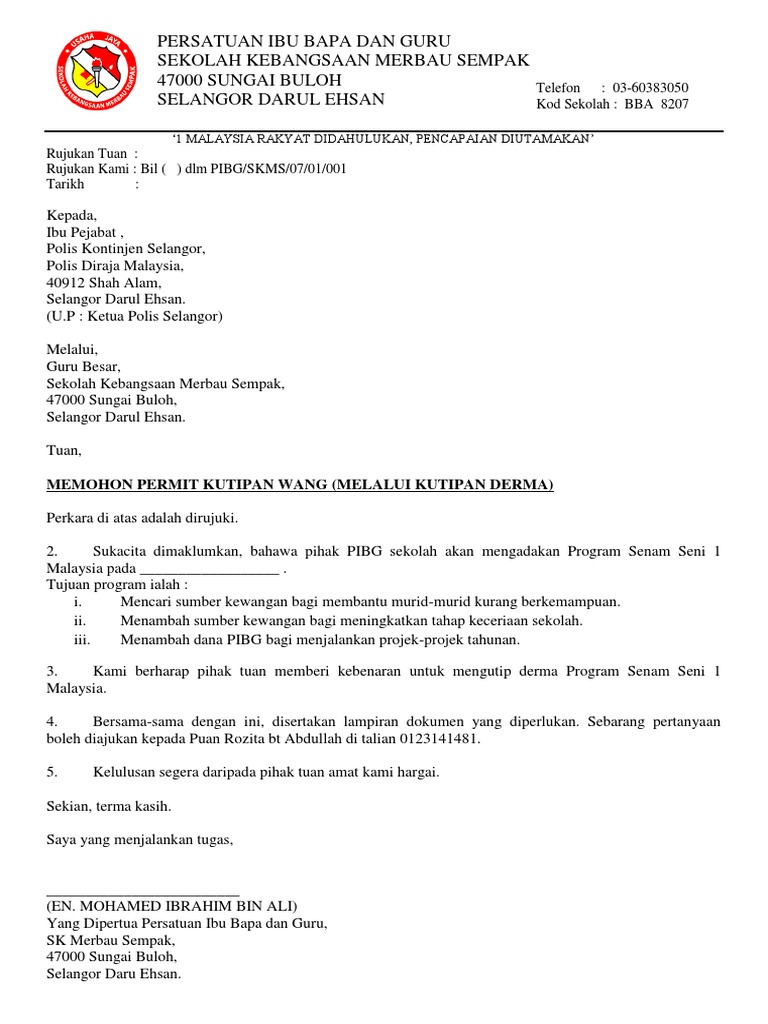 Contoh Permohonan Permit Polis - PaulinaldSharp