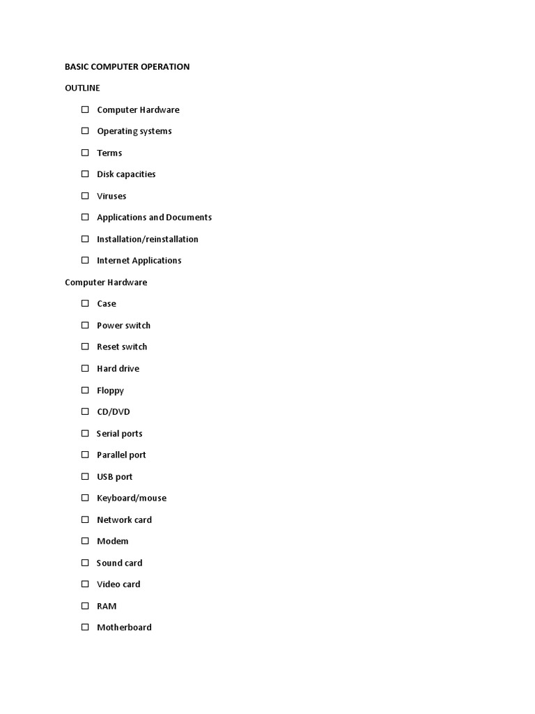 Basic Computer Operation | Download Free PDF | Operating System ...
